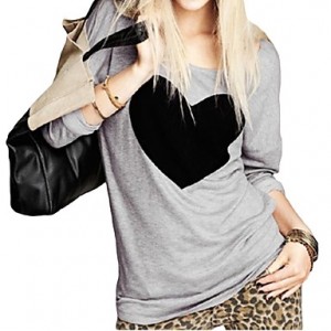 Heart Print Long Sleeve Casual Top - The Style Basket